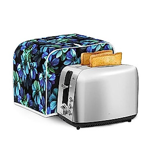 GIFTPUZZ Coffee Theme Two Slice Toaster Cover Small Appliance Dust-proof Cover with Side Pockets Bread Maker Cover Kitchen Microwave Oven Cover (Brown) S