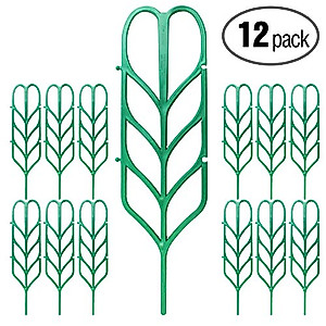 PeerBasics, Indoor Plant Trellis, 12 Pack, Climbing Garden Leaf Shape Supports, for DYI Climbing Stems Stalks & Vine Vegetable Potted Garden (12)