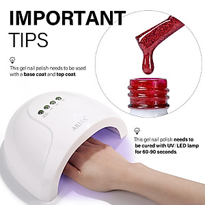 AILLSA Red Glitter Gel Nail Polish Christmas Burgundy Holographic Gel Polish Wine Sparkle Gel Polish Long Lasting Soak Off U V Gel Nail Manicure Salon DIY Gift for Women 0.51 Fl Oz/GF16