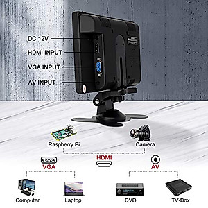 OSCY 7 inch Portable Small HDMI Monitor HD VGA Monitor,Small LCD HDMI Monitor Mini Screen 1024x600,for Mac Mini/Mini/TV/Raspberry PI/Camera/Gaming,with Speakers Earphone Jack