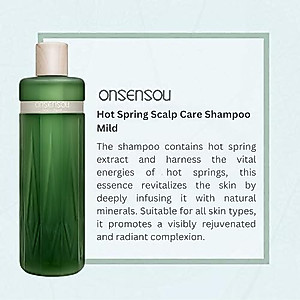 ONSENSOU Hot Spring Yeast & Green Algae Extract Shampoo, Rich & Luxurious Lather for Scalp & Hair Care, Moisturizing & Nourishing, Sulfate-Free, Organic & Skin-Friendly Formula, Mild, 10.1 fl oz