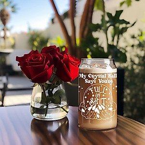 GSPY Witchy Gifts, Witch Gifts, 16oz Glass Cups with Lids and Straws, Witch Mug Coffee Cup, Witchy Decor Aesthetic, Witchy Gifts for Women - Birthday, Mothers Day Gifts for Friend- Witch Stuff