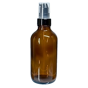 GlassBottleOutlet (Pack of 24) 4 oz. Amber Boston Round with Black Treatment Pump