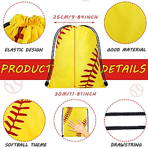 12 Pieces Small Softball Soccer Basketball Volleyball Candy Drawstring Bag Softball Soccer Basketball Volleyball Drawstring Goodie Favor Bags(Softball Style,10 x 12 Inch)