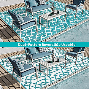 HEBE Outdoor Rug 6'x9' for Patios Waterproof Clearance Reversible Patio Mat Plastic Straw Rug RV Camping Mat Outside Area Rug Carpet for Camping RV,Porch,Deck,Balcony,Camper,Backyard