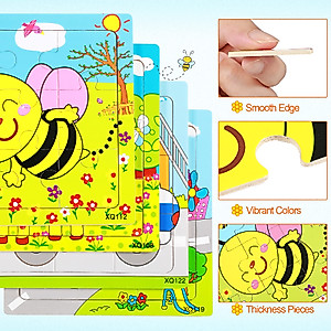 Yunsailing 40 Pack Wooden Puzzles for Kids Ages 3-5, Animals Jigsaw Puzzles for Toddlers Age 2-8, Preschool Educational and Learning Puzzles Gifts for Kids Christmas Birthday Party