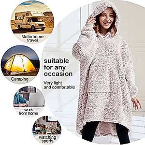 HORIMOTE HOME Cozy Sherpa Wearable Blanket Hoodie Mother s Day Gifts for Mom Gift Idea,Hooded Snuggle Blanket,Oversized Blanket Sweatshirt-Super Warm Light Weight, Pink