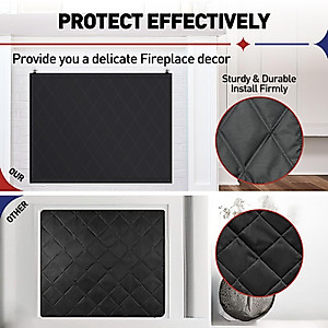 FOSLUOC Fireplace Cover, Fireplace Blanket Stops Cold Air Heat Loss for Winter Summer, Indoor Fireplace Draft Stopper (39" W x 32" H,Black)