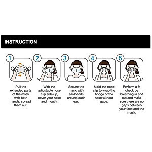 BLUNA FACE FIT [10 Pack :: Authentic [Black] Premium KF94 Certified Mask [Adjustable Ear Loop] [Large][Made in Korea]