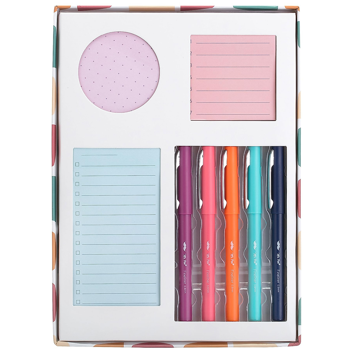 Mr. Pen Sticky Note Gift Box - 305 Pcs, Pastel Colors - Round, Square & Mini List Sticky Notes