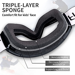 Freela Ski Goggles Snowboard Snow Skiing Snowboarding Equipment Winter Snow Sport Glasses Goggles Anti-fog UV Protection Mirror Clear Goggles for Toddler Kids Girl Boy Youth Snowmobile Snowboard Gear