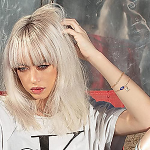 Gold Evil Eye Bracelets for Women, 14K Gold Plated Dainty Paperclip K Initial Bracelet Layering Protection Evil Eye Jewelry Layered Gold Evil Eye Bracelets for Womens Friendship Gifts Jewelry Set