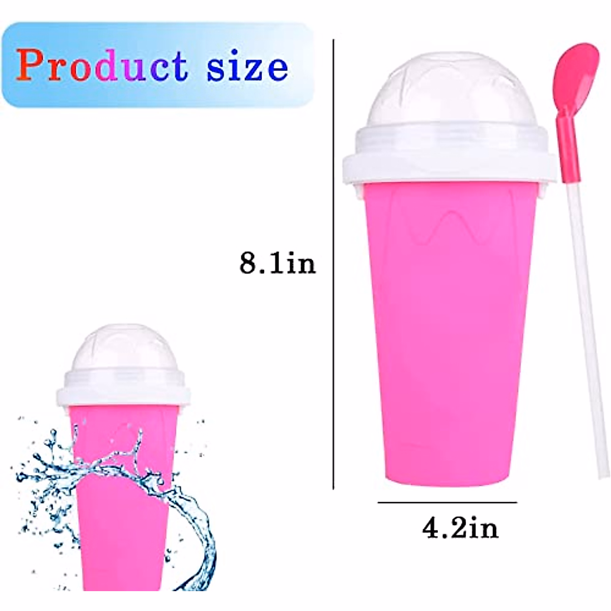 Slushy Maker Cup Slushie Cup Frozen Magic Cup Squeeze Cup Double Layer Slushy Maker DIY Homemade Smoothie Cups (Blue+Pink)