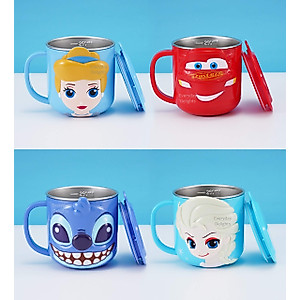 Everyday Delights Princess Aurora Pink Durable Stainless Steel Insulated 3D Cup with Lid, 250ml