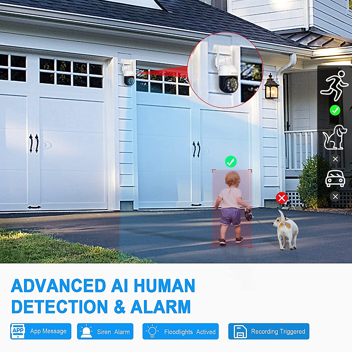 【Pan Tilt Zoom】 Wireless Security Camera System,4pcs 3MP PTZ Cameras Outdoor Indoor, 8 Channel 3MP WiFi Surveillance NVR System with 1TB Hard Drive,Floodlights & Siren Alarm,AI Human Detection