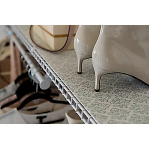 EasyLiner Shelf Liner for Drawers & Cabinets - Fabric Top Non-Adhesive - Liner Easy to Cut & Easy to Install - Decorative Liner for Drawers, Cabinets & Cupboards - 20 in. x 4 ft. - Sky Damask