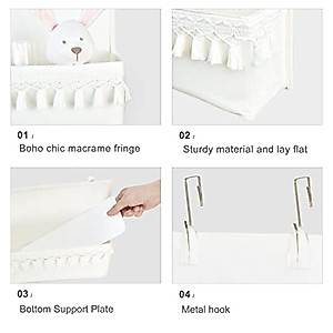 Over The Door Organizer with 4 Pockets and Stuffed Animal Hammock Hanging Organizers Toy Storage Boho Nursery Decor for Kid Playroom Bedroom