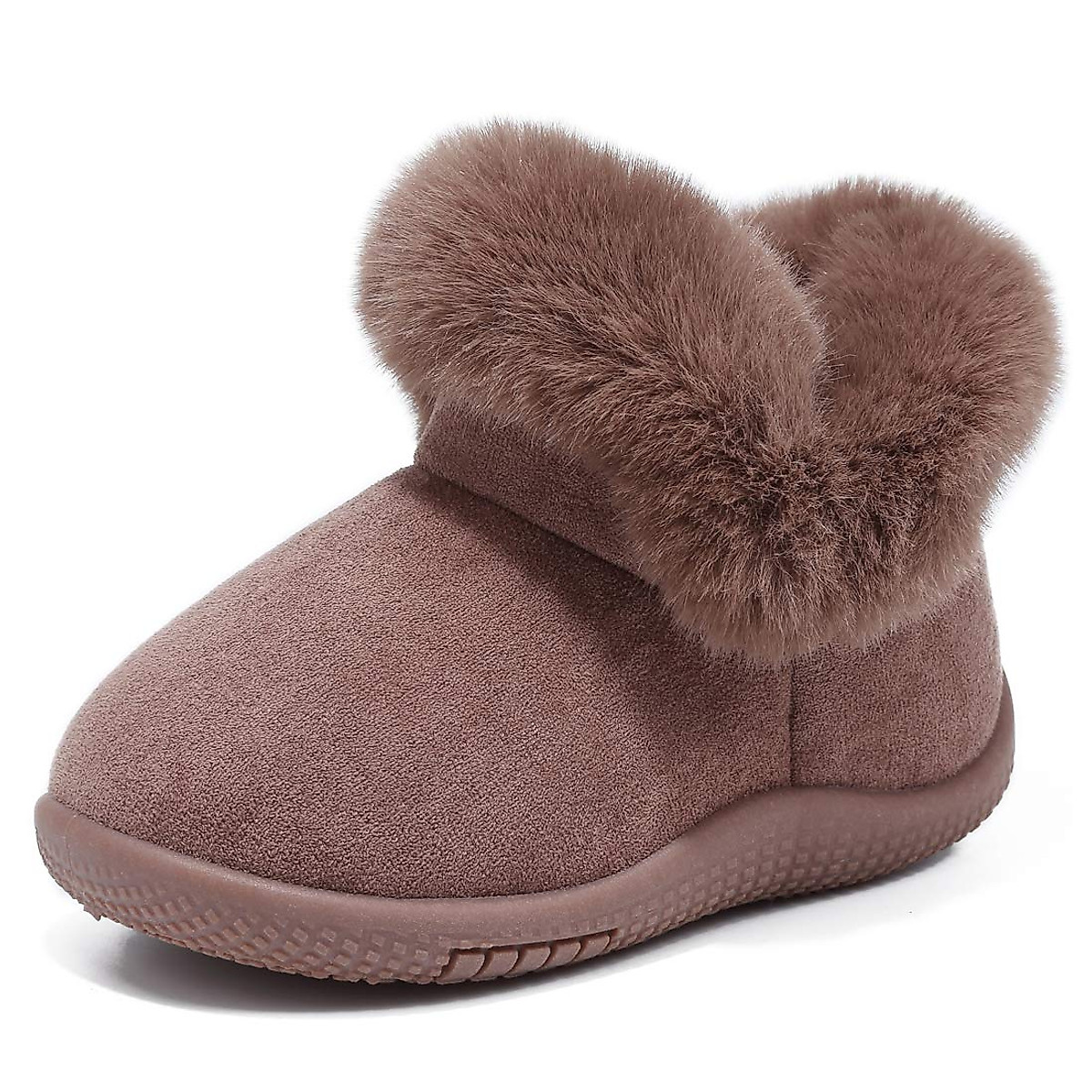 KEESKY Toddler Girl Winter Boots Size 3.5 Fur Lined Warm Winter Shoes for Baby Girls