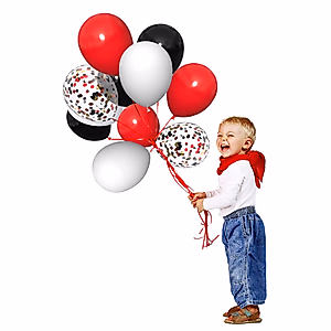 Red and Black Balloons Kelfara 80Pcs 12 inch Matte Black Red White and Confetti Latex Balloon Bulk for Birthday Party Bridal Shower Wedding Engagement Anniversary Bachelor Theme Graduation Decorations