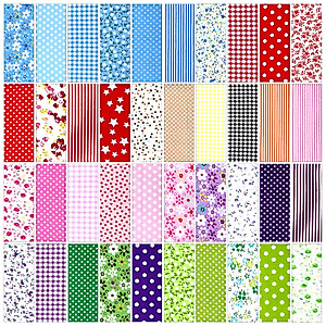 Moukeren 100 Pcs Floral Fabric Quilting Strips Colorful Cotton Fabric Patchwork Fabric Roll up 2.55 Inch Precut Plain Weave Fabric for DIY Craft Sewing(Stripe)