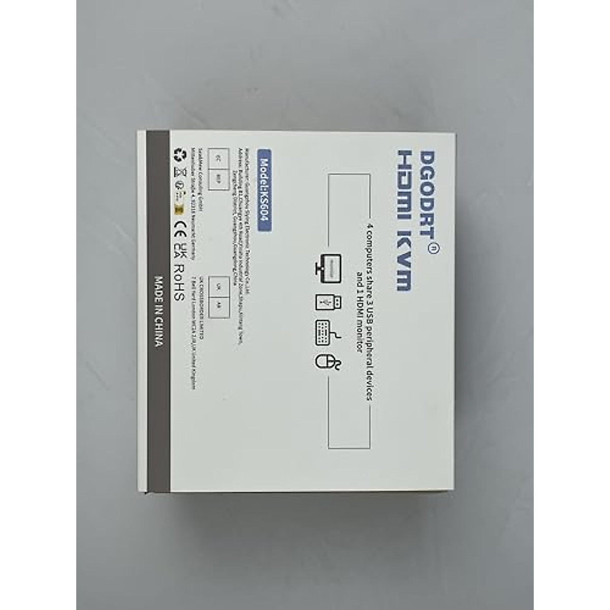 4K HDMI KVM Switch, 4 Port HDMI USB Switch for 4 Computer Share a 4K@30Hz Monitor and 3 USB Device Keyboard Mouse Printer, Including 4 KVM Cables