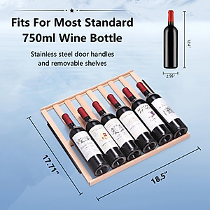 Antarctic Star 24" Wine Cooler Beverage Refrigerator,Under Counter Beer Mini Fridge Built-in Freestanding Stainless Steel Dual-Layer Digital Temperature Control Glass Door