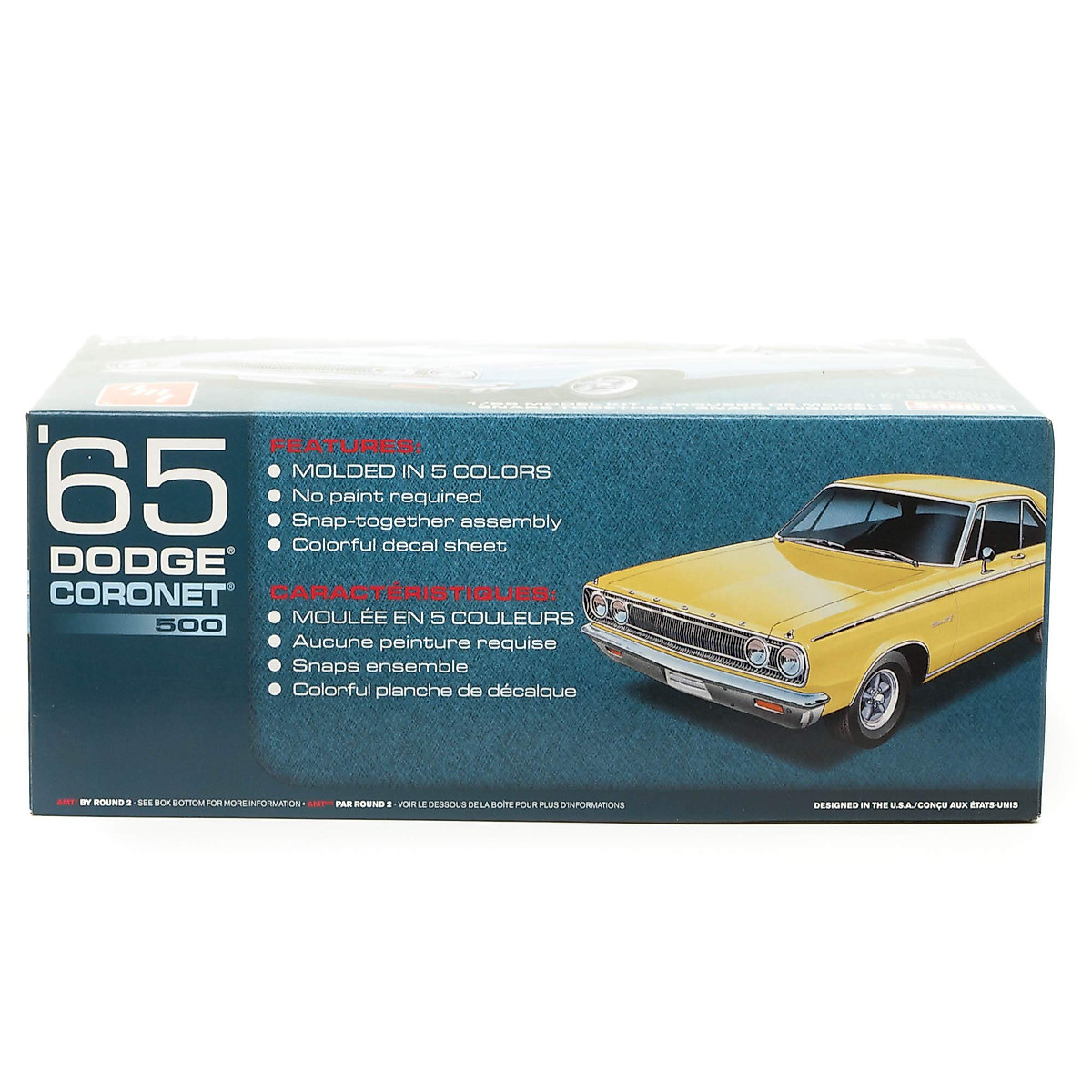 AMT Dodge 1965 Coronet 1/25 Scale Snap Model Kit (No Glue Required), White, AMT1176