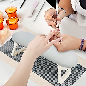 KKUYT Nail Arm Rest, Bigger Arm Rest for Nails, Microfiber Leather Nail Hand Rest Stand with Mat, Foldable Professional Manicure Nail Hand Pillow Cushion for Salon and Home Nail Art Use