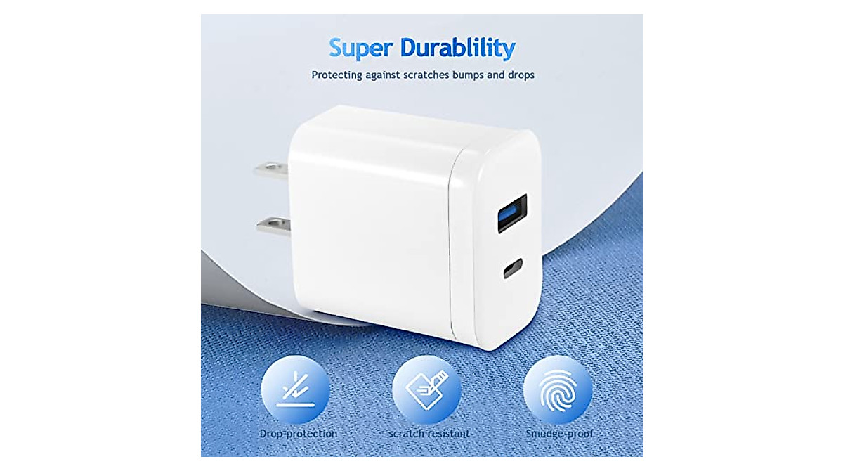 USB C Wall Charger 20W Dual Port Fast Charging 2-Pack