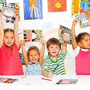 Zonon 48 Pieces Make a Face Animal Stickers 8 Designs Make Your Own Farm Animal Stickers Zoo Themed Fun Stickers for Kids Party Favors, Rewards, Art Craft