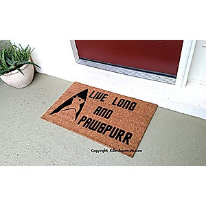 Live Long and Pawspurr Funny Fandom Custom Handpainted Welcome Doormat by Killer Doormats - Small