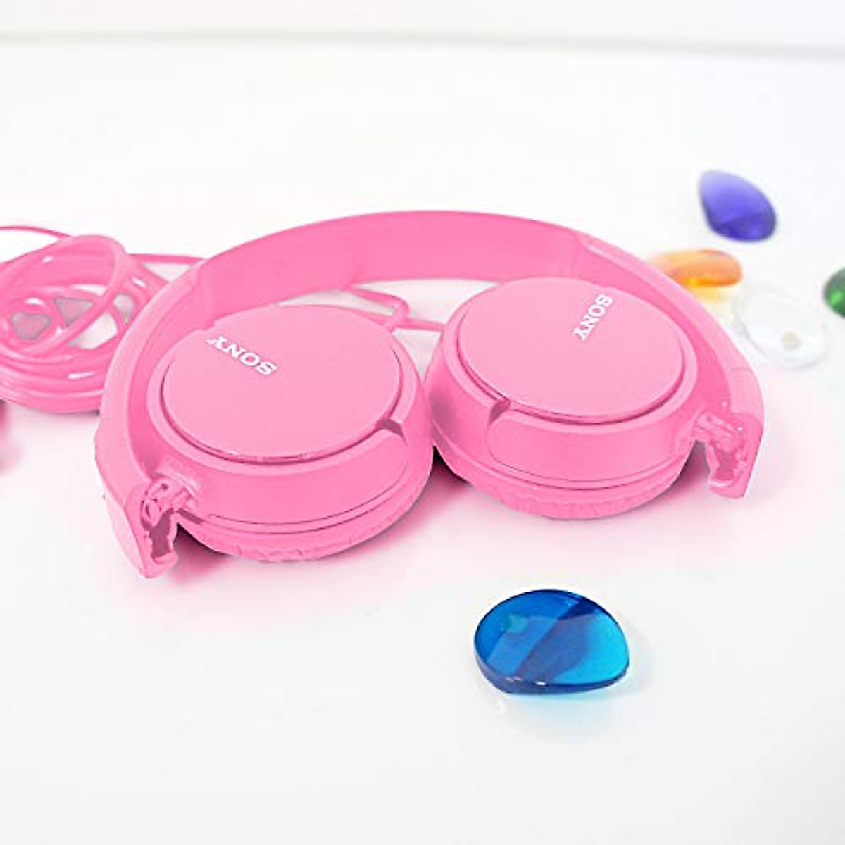 SONY Wired Over Ear Best Stereo Extra Bass Portable Foldable Headphones Headset for Apple iPhone iPod/Samsung Galaxy / mp3 Player / 3.5mm Jack Plug Cell Phone (Rose)