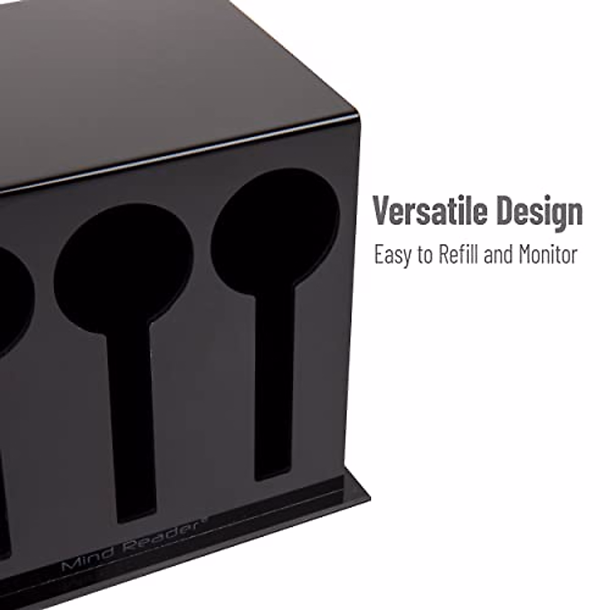 Mind Reader Foundation Collection, 3-Compartment Utensil Dispenser, 24pc. Capacity per Compartment, Cutlery Storage, Countertop Organizer, Kitchen and Breakroom, Black