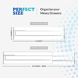 WJWSKI Drawer Dividers and Organizers 2 Set, 11-19" Expandable Dresser Drawers Dividers, 8cm Deep Drawer Separators for Clothing Storage, Adjustable Drawer Divider for Kitchen Utensils, Clear Plastic