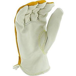 IRONCAT 9414 Premium Split Cowhide Gloves –Tan/Gray, XXX-Large, Grain Leather Driver Work Gloves w/ Keystone Thumb, 2 Count (Pack of 1)