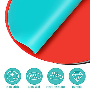 WIOR Silicone Microwave Mat, 4 PCs Round Non-Stick Heat Resistant Baking Mat Set, BPA-Free Multipurpose Turntable Oven Mat Hot Pad Pot Holder for Home Kitchen Restaurant Dining Table Trivet - 12 Inch