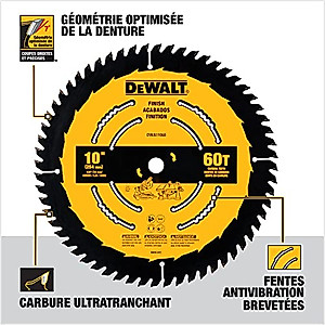 DEWALT Table Saw Blade, 10 in, 60 Tooth, Fine Finish, Ultra Sharp Carbide (DWA11060)