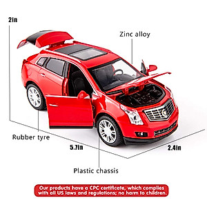 TGRCM-CZ Diecast Model SUV Cars Toy Cars, SRX 1:32 Scale Alloy Pull Back Toy Car with Sound and Light Toy for Girls and Boys Kids Toys (Red)