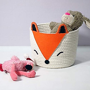 T&T Homewares Small Cute Orange Fox Basket for Baby Diaper Organizer, Baby Laundry Baskets, Nursery Storage, Kids Room Organizer, Woodland Nursery Decor, Dog Cat Toy Basket