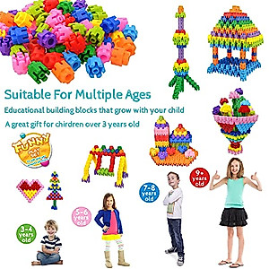 Kids Toys Interlocking Learning Set, STEM Construction Set - Ages 3+ STEM Toys 300 Pcs - 9 Colors
