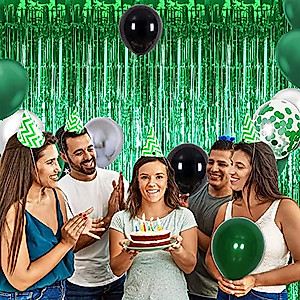 3Pcs Green Metallic Tinsel Foil Fringe Curtains,3.28ft x 6.56ft Green Photo Booth Backdrop Streamer Curtain,Photo Booth Props,Ideal for Bachelorette,Birthday,Christmas,New Year Party Decorations