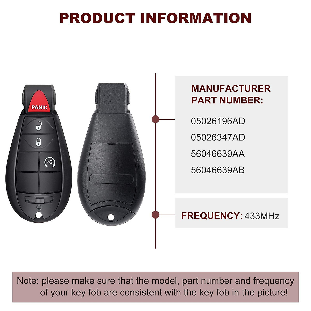 ANGLEWIDE Car Key Fob Keyless Entry Remote Replacement for Chrysler Town & Country for Dodge Charger Durango Grand Caravan Journey Ram 1500 (FCC M3N5WY783X-30 IYZ-CO1C-30) 3 Buttons 2pads