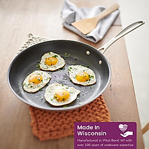 American Kitchen - 12 inch Premium Nonstick Skillet & Frying Pan, Stainless Steel, Durable Coating, Made In America