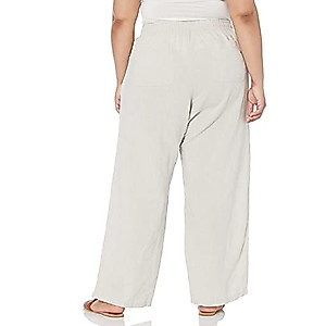 Amazon Essentials Women's Linen Blend Drawstring Wide Leg Pant (Available in Plus Size), Ecru, Large