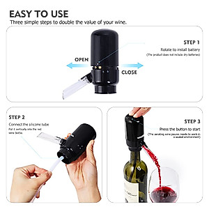 Winirina Electric Wine Aerator, Bottle Pourer, Automatic Wine Decanter Spout, Dispenser with 2 Silicone Connecting Tubes (Black)