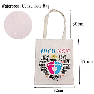 MBMSO NICU Mom Gifts Preemie Mom Gifts NICU Gifts for Mom Tote Bag NICU Awareness Gift for Mommy Premature Birth New Mom Gift (NICU MOM TB)