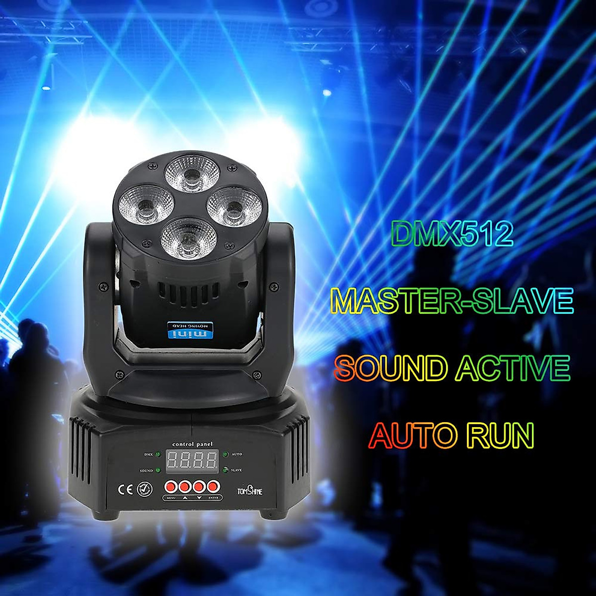 Tomshine 60W DJ Moving Head Lights 6 IN1 DMX-512 16/18 Channels GOBO Stage Lighting Sound Activated Spotlight RGBW+Amber+UV for Party KTV Pub Bar Disco Dj Show Wedding Ceremony