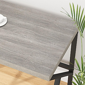 HSH Gray Computer Desk, Industrial Wood and Metal Home Office Desk, Farmhouse Rustic PC Laptop Desk for Executive Work Writing Study Gaming, Modern Simple Bedroom Computer Table, Light Grey Oak, 55 In