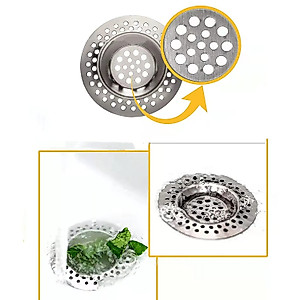 2 pcs Stainless Steel Kitchen Sink Strainer Plug, Standard Strainer Drain Protector for Bathroom/Kitchen, Hair Catcher for Bathtub/Shower 3 inches 7.5 cm Bathroom Strainer