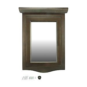 Renovators Supply Manufacturing Medicine Cabinets 27 1/8 in. x 20 1/8 in. Dark Oak Corner Bathroom Wall Medicine Cabinet with Recessed Mirror and Mounting Hardware